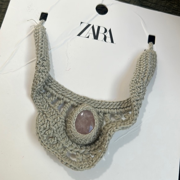 Zara | Jewelry | Nwt Zara Rope Knit Necklace W Stone Detailing | Poshmark